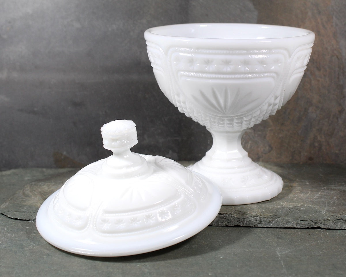 Milk Glass Covered Candy Dish