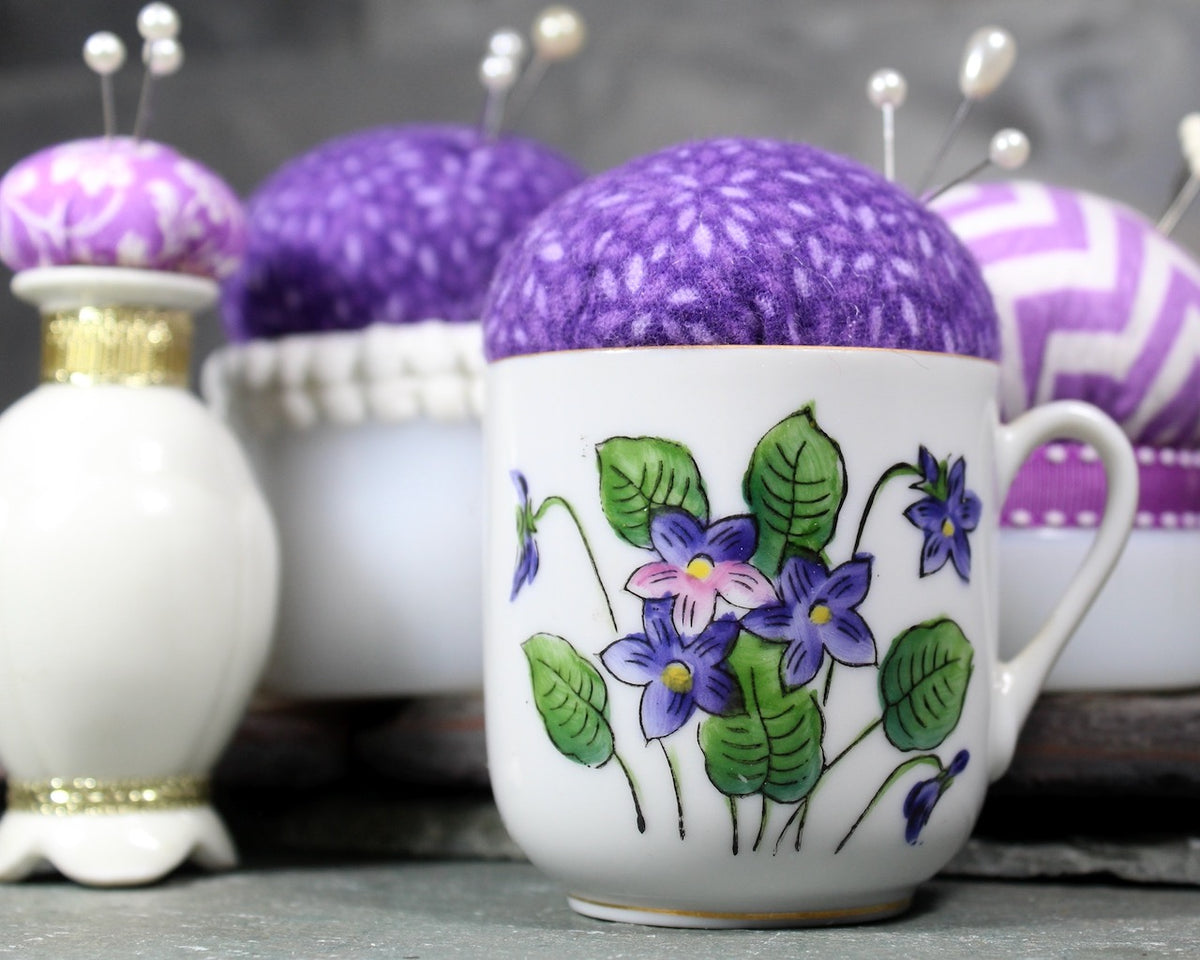Purple Upcycled Pin Cushions | Pop of Purple Vintage Pin Cushions | Yo ...