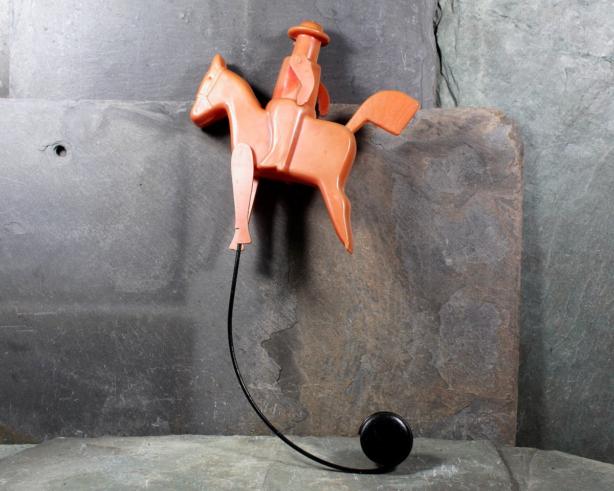 Antique Plastic Cowboy Toy | Weighted Wire with Plastic Horse and Ride ...