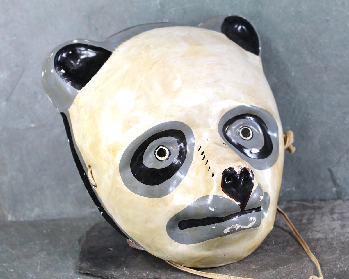 RARE! Antique Paper Mache Panda Mask | Stunning Panda Mask | Vintage H ...