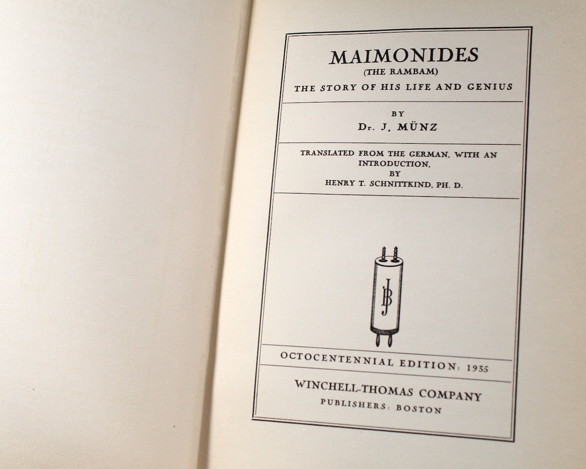 RARE! Maimonides (The Rambam): The Story of His Life and Genius by Dr ...
