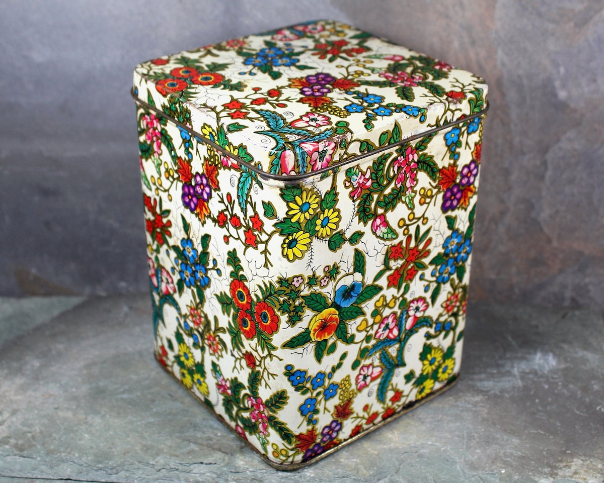Vintage Floral Tin | Cottagecore Antique Storage Tin | Hong Kong Flora ...