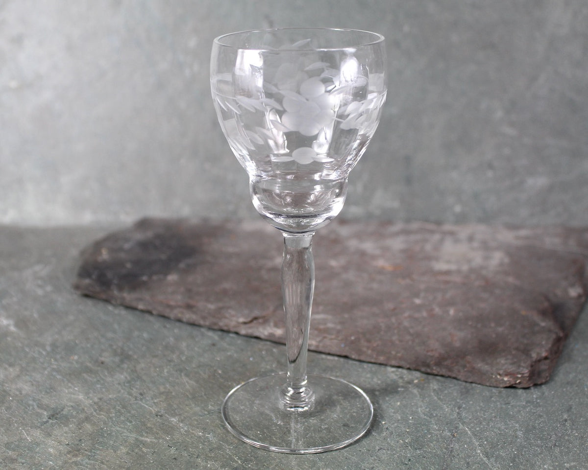 Etched Glass Vintage Barware | Set of 6 Assorted Grape & Floral Design ...