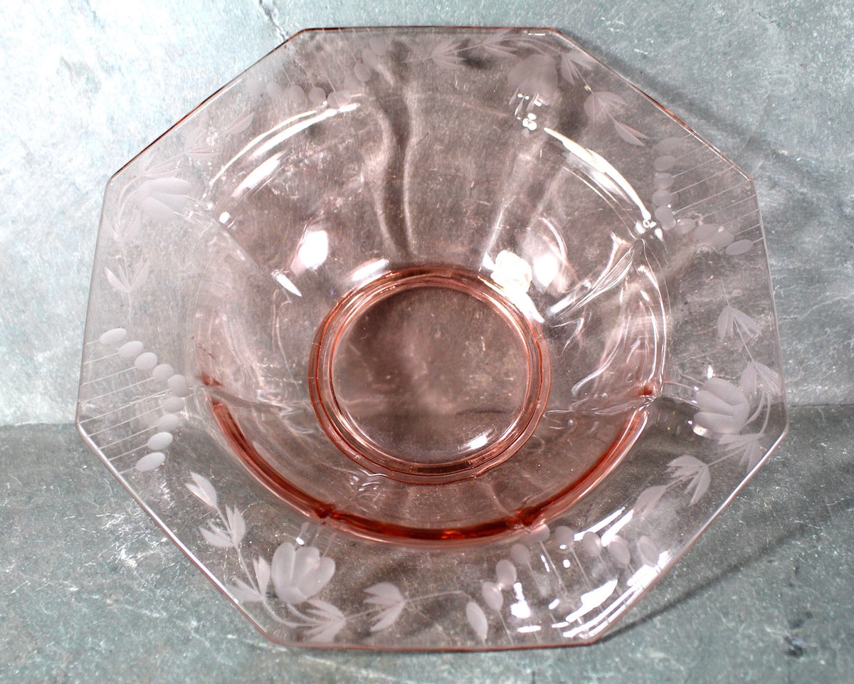 Antique Pink Depression Glass Bowl | Pink Glass Serving Bowl | Antique ...